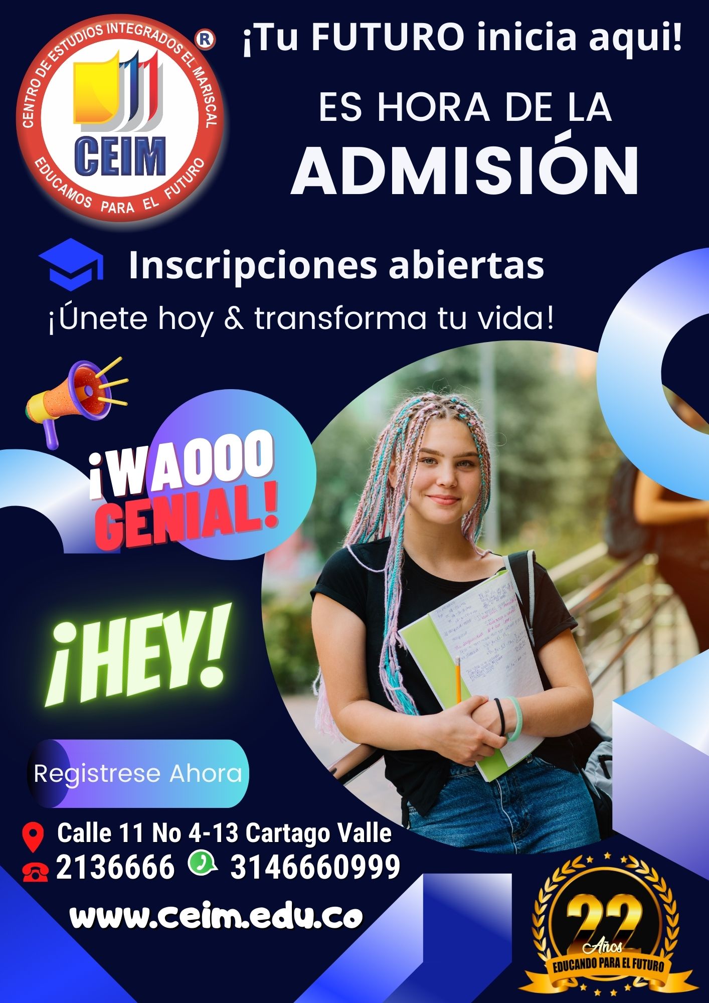Blue & Navy Geometric University Promotion Flyer - CEIM